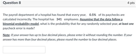 Solved The Payroll Department Of A Hospital Has Found That