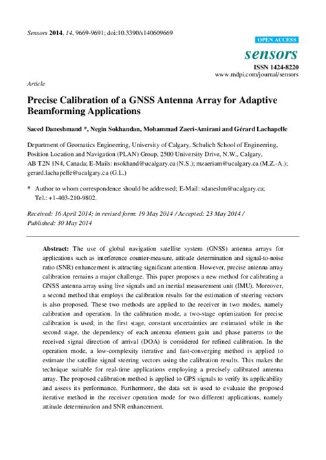 Pdf Precise Calibration Of A Gnss Antenna Array For Adaptive