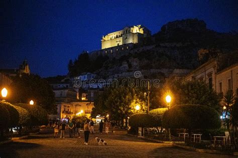Town Of Scicli In Southern Sicily At Night On A September Evening