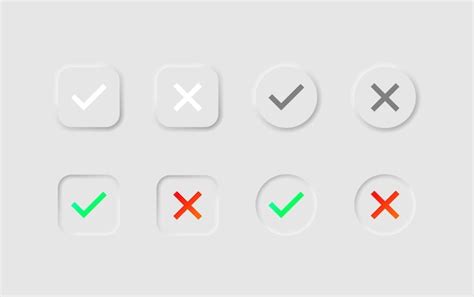 Premium Vector Checkmark And Crossmark Icon Set In Neumorphism Style