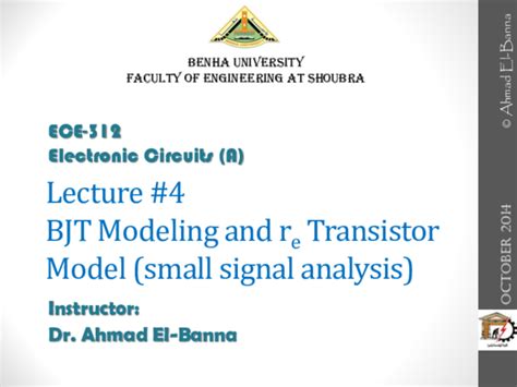 Pdf Lecture 4 Bjt Modeling And R E Transistor Model Small Signal