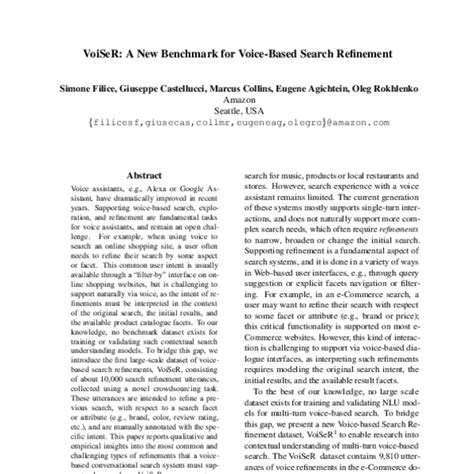 Voiser A New Benchmark For Voice Based Search Refinement Acl Anthology
