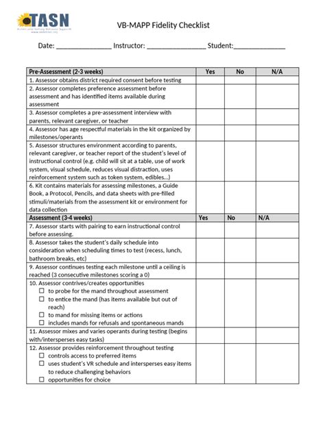 Vb Mappfidelitychecklistrevised 1 Pdf Behavior Modification