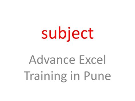 Advance Excel Training In Pune Ppt Ppt