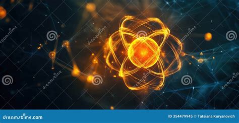 Atomic Structure Visualization With Glowing Nucleus And Orbiting