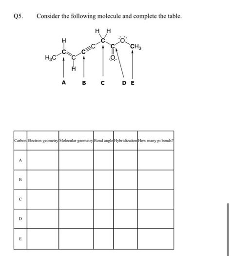 Solved Consider The Following Molecule And Complete The Chegg
