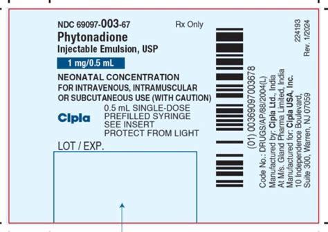 Dailymed Phytonadione Injection Emulsion