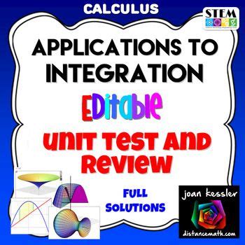 Applications To Integration Editable Unit Test And Review Ap Calculus Calculus Teacher Notes