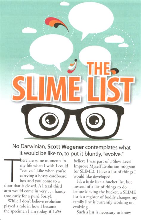 Laugh Cry Think Scott Wegener S Creative Works The Slime List