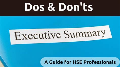 hsec awareness on linkedin how to write executive summary for hse