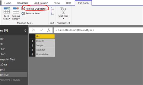 solved using a table column as a list of values for a par