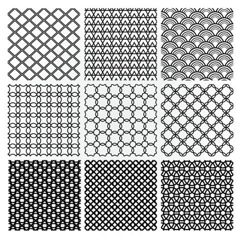 Geometric Monochrome Seamless Background Patterns Vector Image