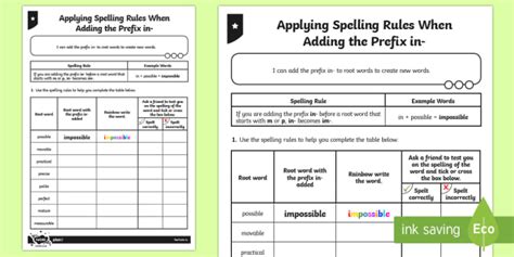applying spelling rules when adding the prefix in differentiated activity