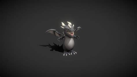 Artstation Cartoon Gray Dragon Animated Low Poly 3d Model Game Assets