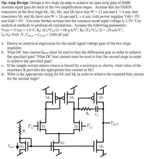 Solved Op Design Design A Two Stage Op To Achieve Chegg Com