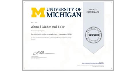 Ahmed Sakr On Linkedin Completion Certificate For Introduction To Structured Query Language