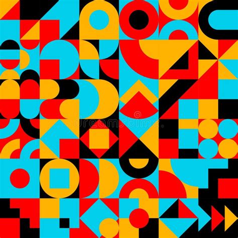 Bauhaus Seamless Pattern Abstract Texture In Vintage Retro Style Stock