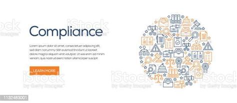 라인 아이콘과 규정 준수 관련 배너 템플릿입니다 광고 헤더 웹 사이트에 대 한 현대 벡터 일러스트 복종에 대한 스톡 벡터 아트 및 기타 이미지 Istock