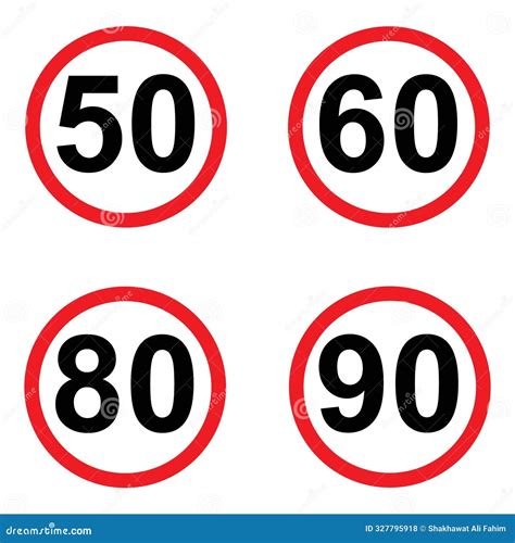 Speed Limit Road Signs Vector Icon Set Speed Limit Road Traffic Icon