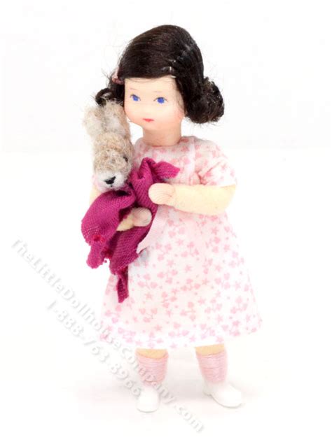 Flexible Doll In Pink Dress With Rabbit By Erna Meyer [eme 10115] The