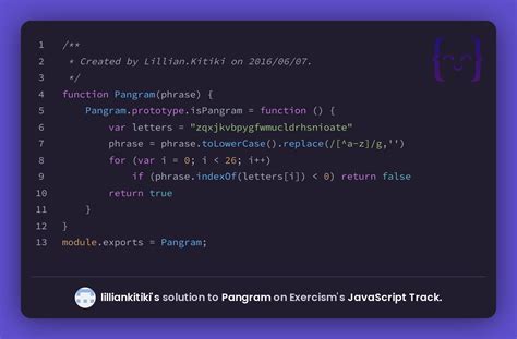 Lilliankitikis Solution For Pangram In Javascript On Exercism