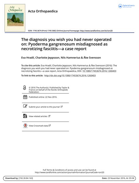 Pdf The Diagnosis You Wish You Had Never Operated On Pyoderma Gangrenosum Misdiagnosed As