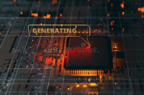 Artificial Intelligence Cpu Is Generating User Requests 3d Rendering Stock Illustration