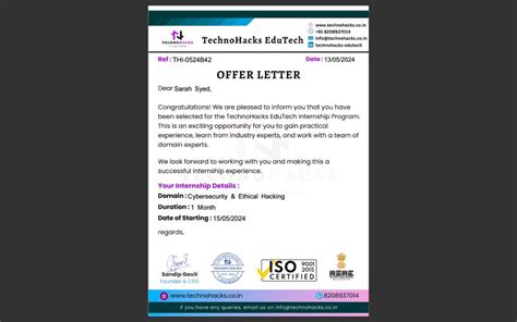 Sarah Syed On Linkedin Thrilled To Announce My New Internship With