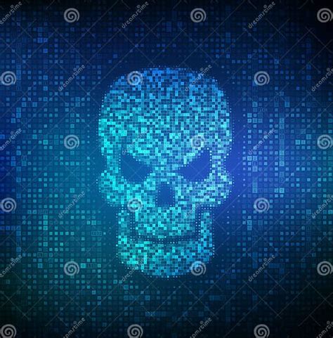 Hacked Shape Of Skull Made With Binary Code Stock Illustration