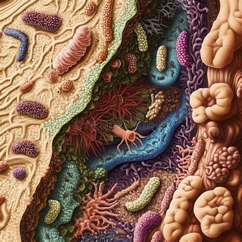 Microscopic World Diverse Colorful Bacteria And Microbes Illustration