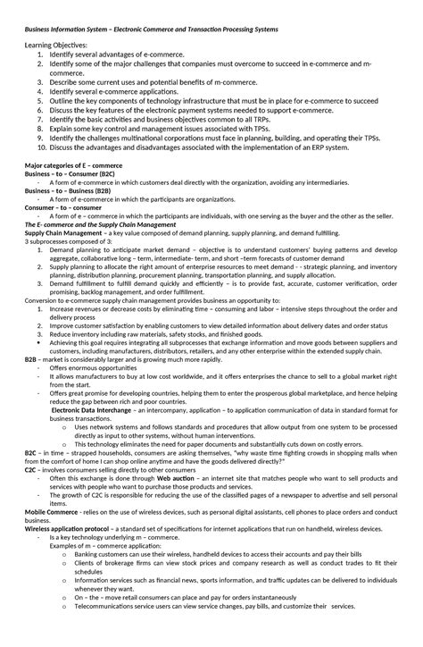 Chapter Electronic Commerce And Transaction Processing System Business Information System