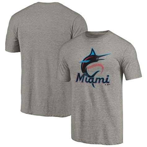 Mens Miami Marlins Gray Primary Logo T Shirt