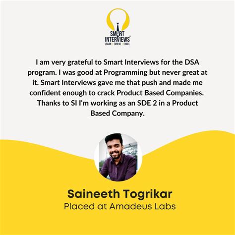 Smart Interviews On Linkedin Smartinterviews Placements Smartcoder Sde Alumni Placed Dsa
