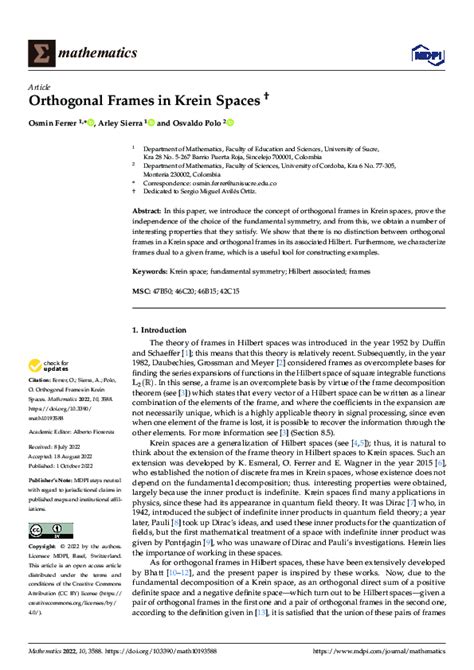 pdf orthogonal frames in krein spaces