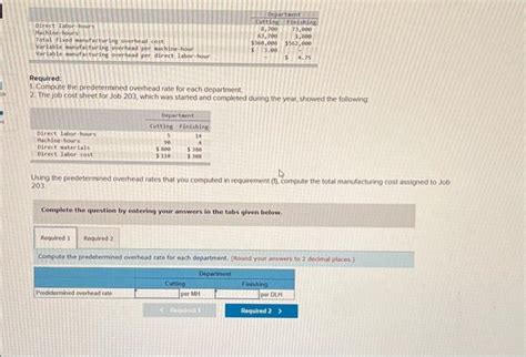 Solved Required 1 Compute The Predetermined Overhead R