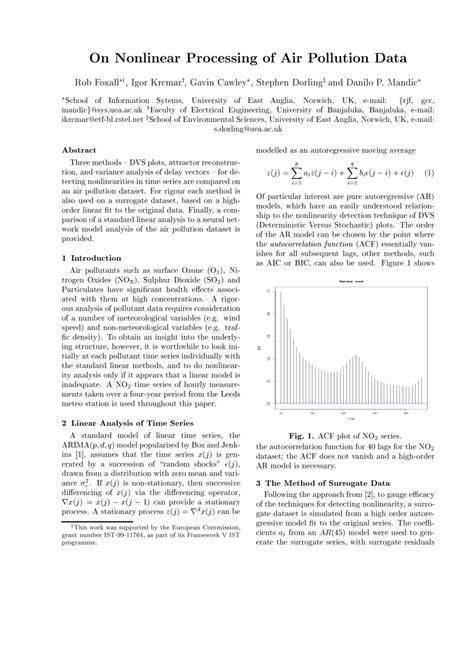 Pdf On Nonlinear Processing Of Air Pollution Data