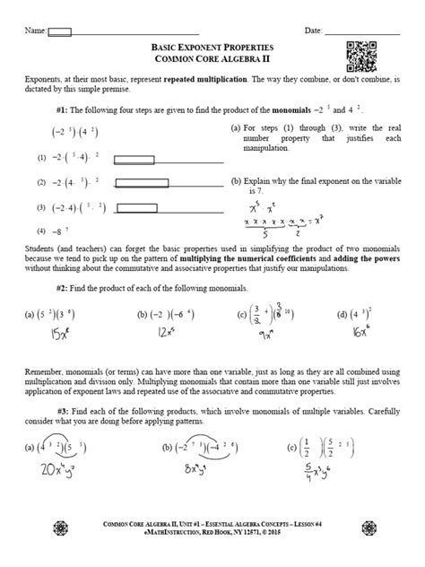 Basic Exponent Properties Pdf Factorization Algebra
