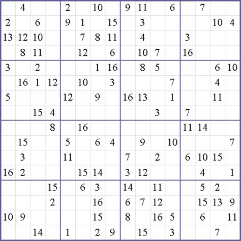 Sudoku Weekly Free Online Printable Sudoku Games 16x16 Hard Puzzle
