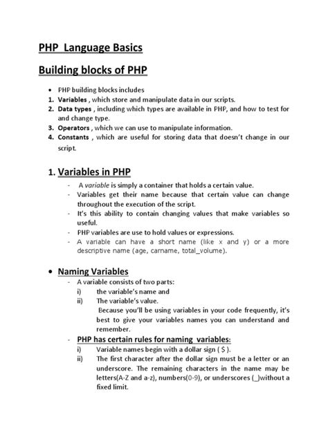 Php Language Basics Building Blocks Of Php Download Free Pdf