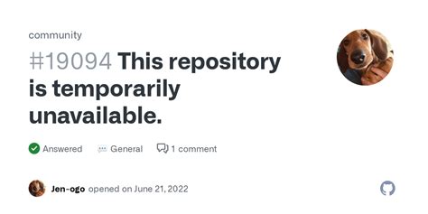 This Repository Is Temporarily Unavailable · Community · Discussion 19094 · Github
