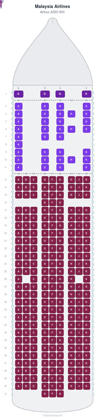 Malaysia Airlines Airbus A350 900 Seat Map And Seating Flight Seatmap