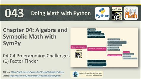 Math With Python 043 04 05 1 Factor Finder Youtube