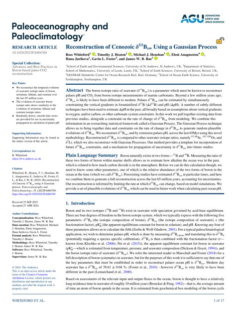 Pdf Reconstruction Of Cenozoic δbsw Using A Gaussian Process