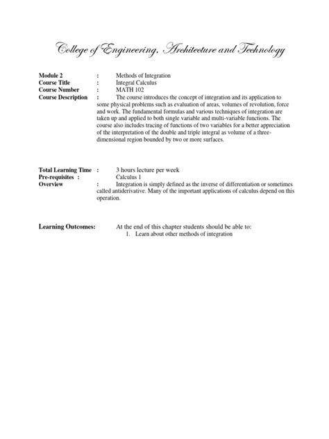 integral module 2 pdf integral function mathematics