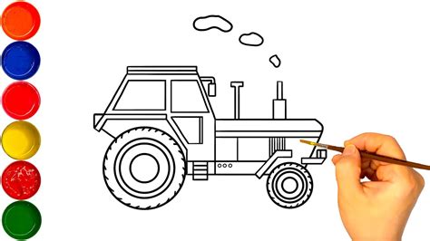 How To Draw Tractor Easy Step By Step Tractor Drawing Colour