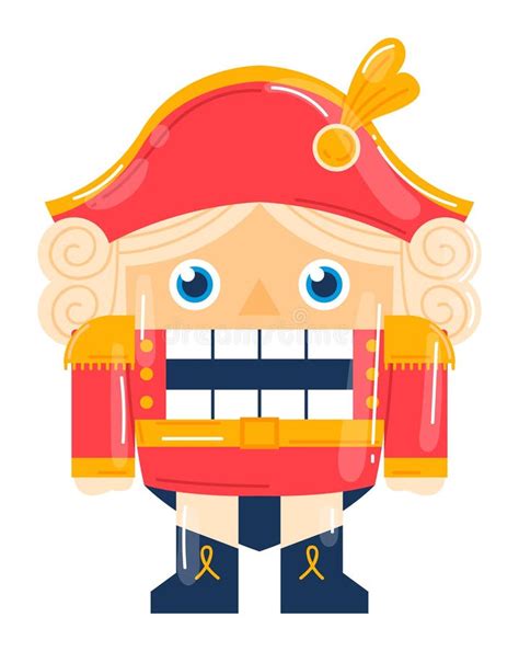 Nutcracker Soldier Vector Illustration Wearing Red Yellow Uniform Toy
