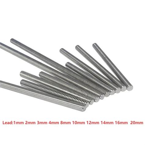 304 Stainless Steel T8 Screw Length 250mm Lead 1mm 2mm 3mm 4mm 8mm 10mm