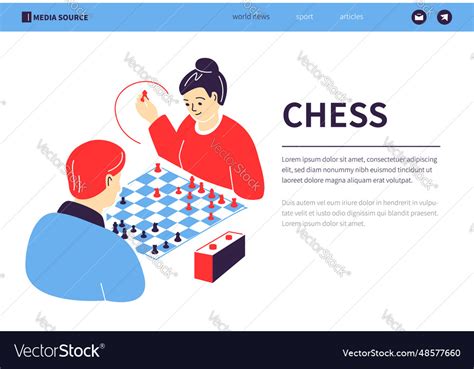 Play Chess With A Partner Colorful Flat Design Vector Image