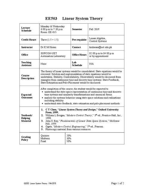 linear system theory pdf algorithms analysis