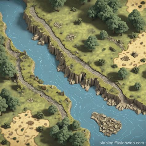 Desolate Battle Map With A River Stable Diffusion Online